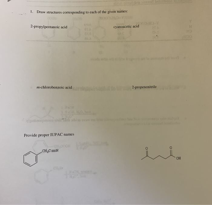 Solved 1. Draw structures corresponding to each of the given | Chegg.com