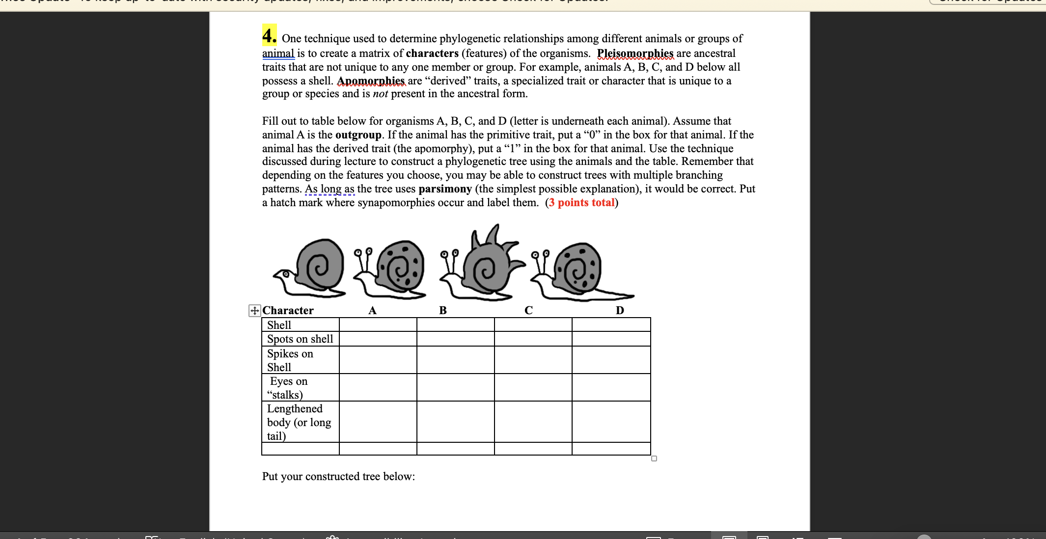 Solved One technique used to determine phylogenetic | Chegg.com