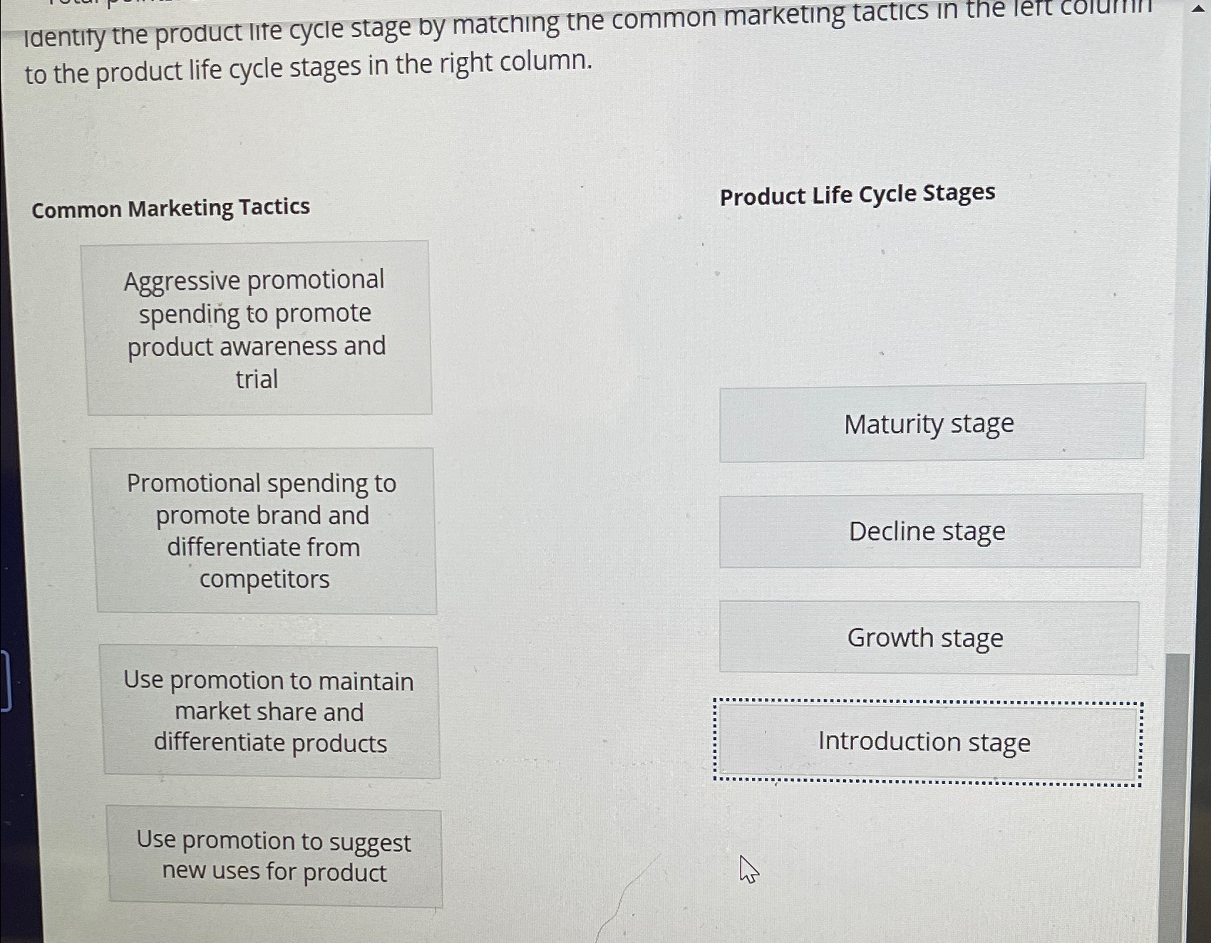 Solved Identity the product lite cycle stage by matching the | Chegg.com
