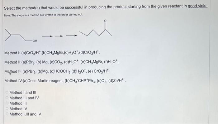 Solved Select the method(s) that would be successful in | Chegg.com