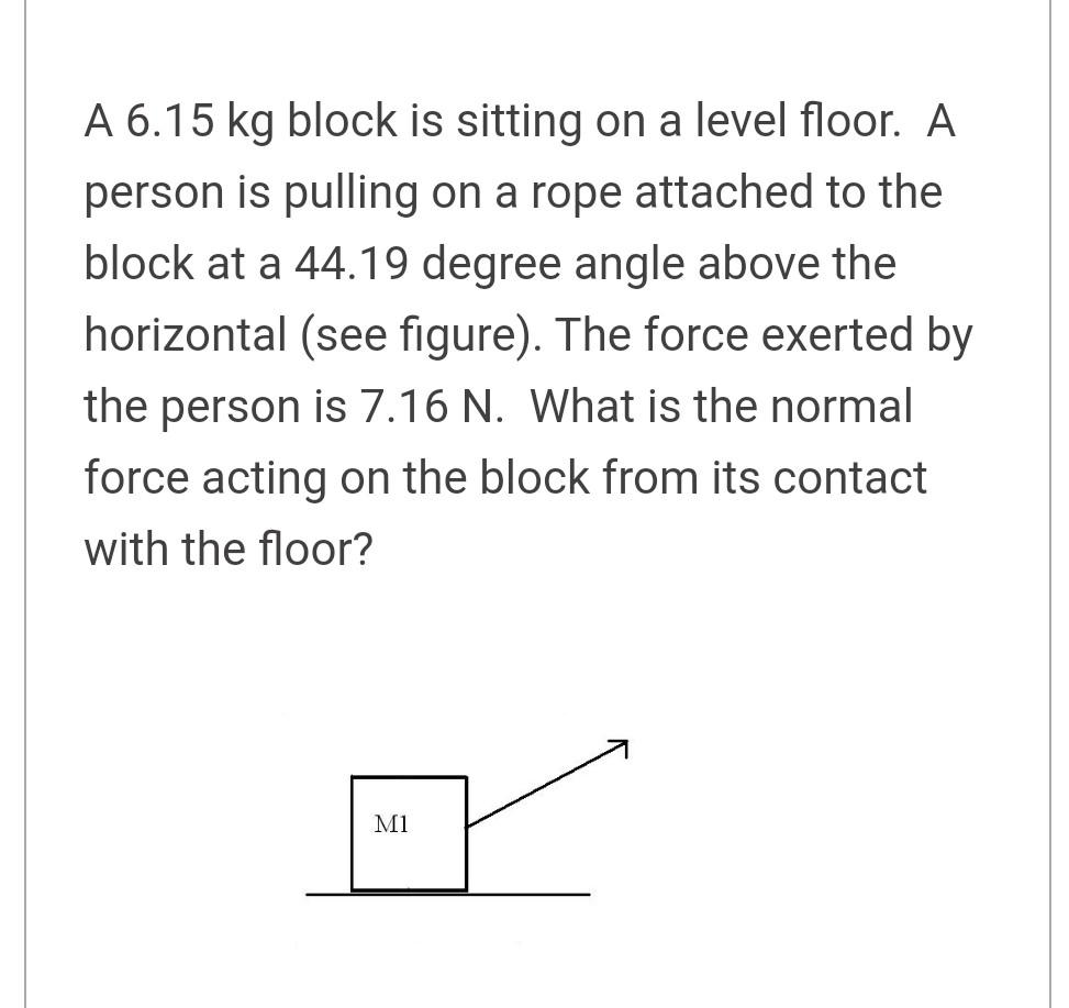 Solved A 6.15 kg block is sitting on a level floor. A person | Chegg.com