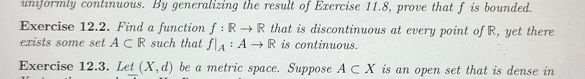 Solved Exercise 12.2. ﻿Find a function f:R→R ﻿that is | Chegg.com