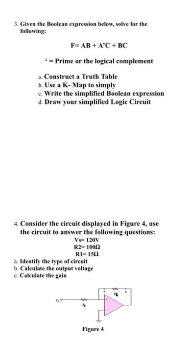 Solved 3. Given the Boolean expression below, solve for the | Chegg.com