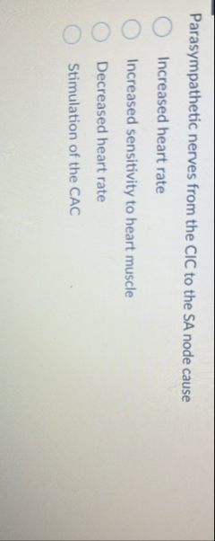 Solved Parasympathetic nerves from the CIC to the SA node | Chegg.com