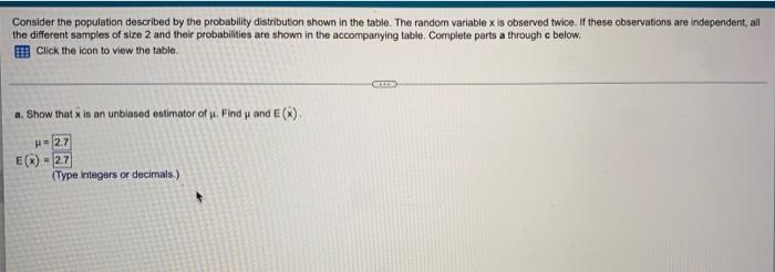 Solved Consider the population described by the probability | Chegg.com