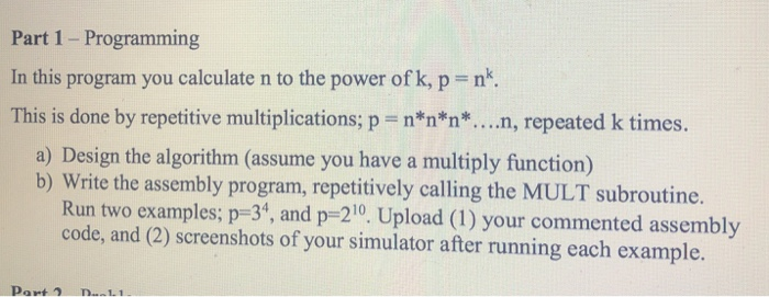 Part 1 - Programming In this program you calculate n | Chegg.com