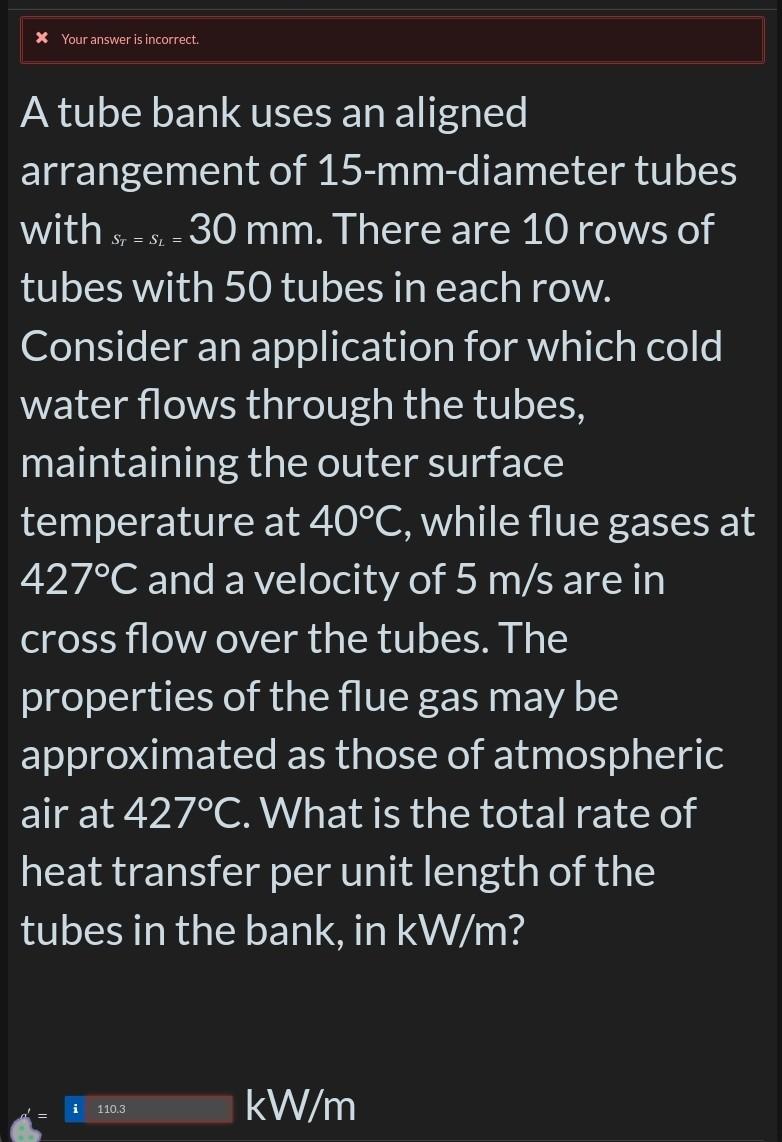 Solved A tube bank uses an aligned arrangement of 15 | Chegg.com