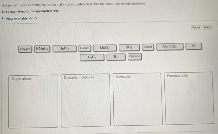 Solved Assign each species to the expression that most | Chegg.com
