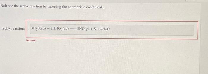 Solved Balance the redox reaction by inserting the | Chegg.com