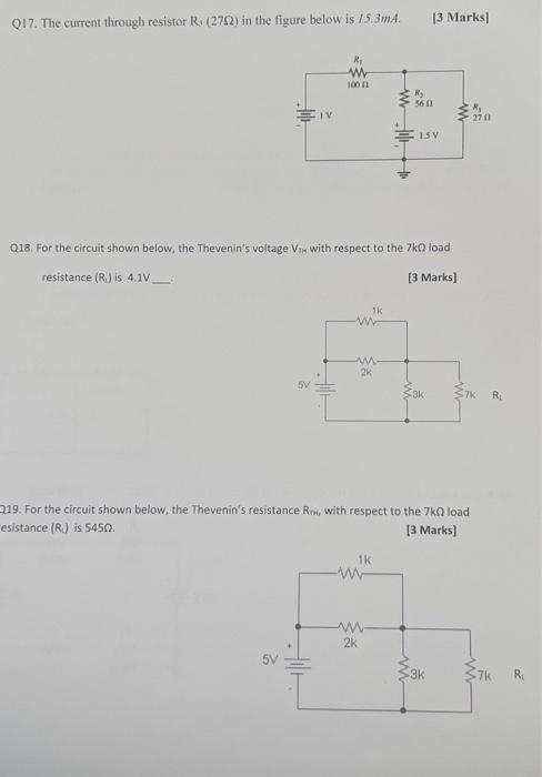 Solved Q17. The current through resistor R1(27Ω) in the | Chegg.com