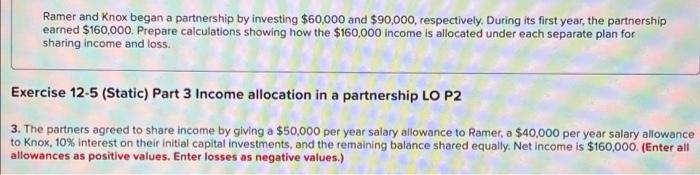 Solved Ramer and Knox began a partnership by investing | Chegg.com