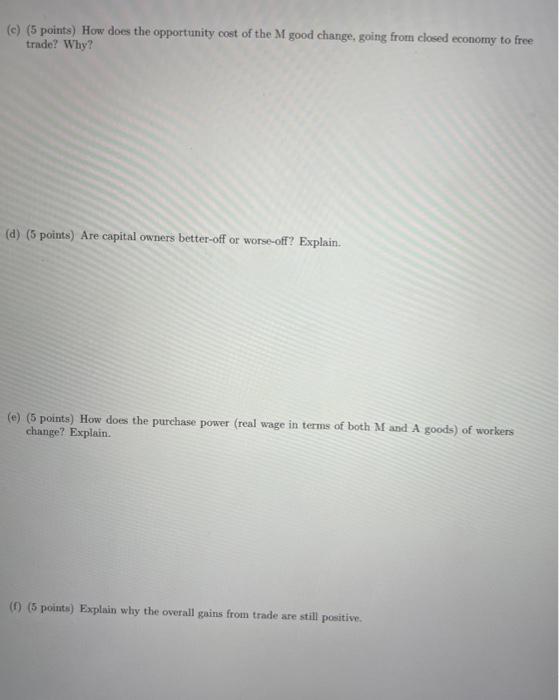 Solved 2. (30 points) Specific-factors Model Suppose that | Chegg.com
