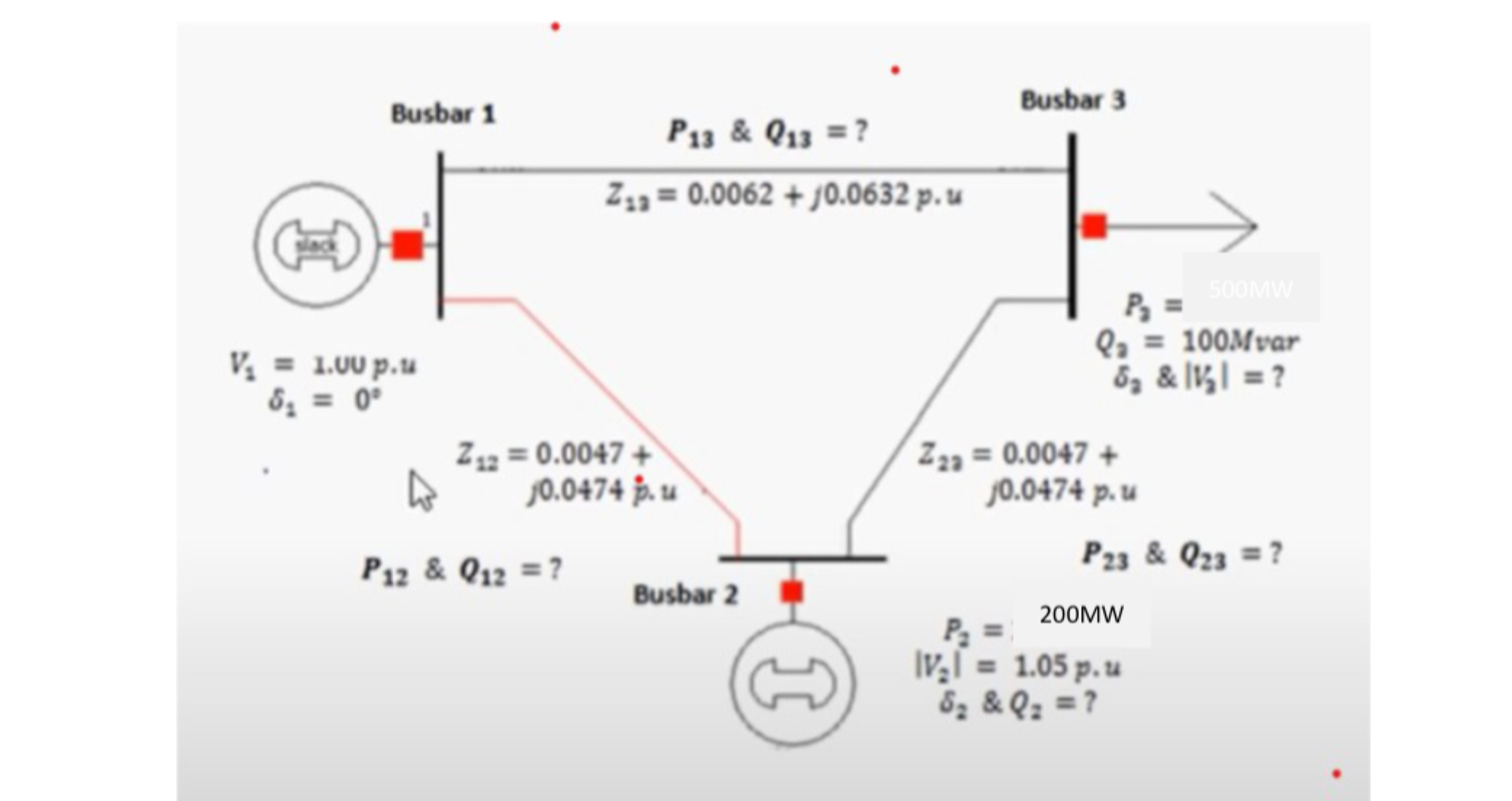 (a) ﻿Busbar 1 ﻿as the slack bus and set the line | Chegg.com