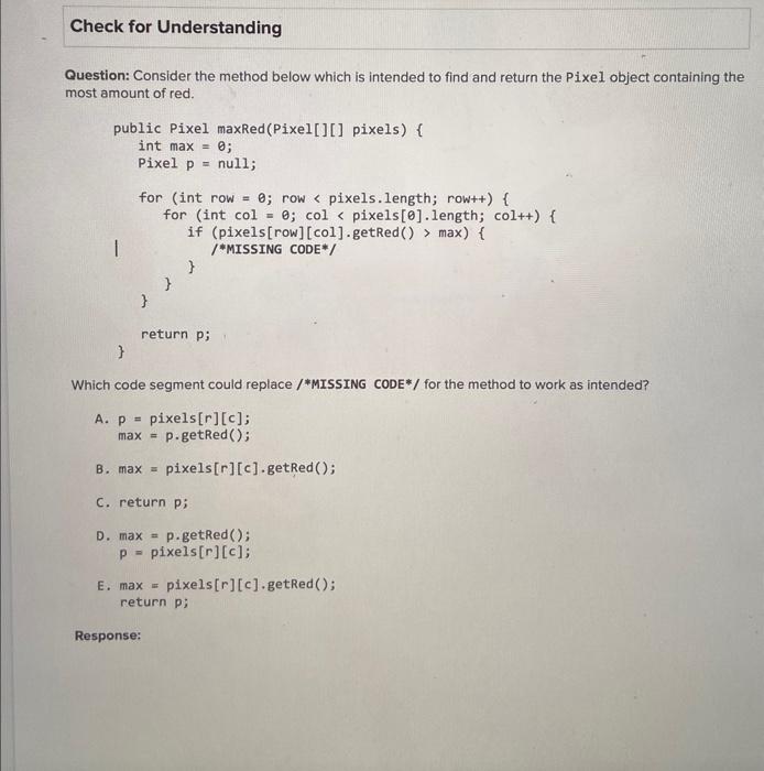 Solved Question: Consider the method below which is intended | Chegg.com