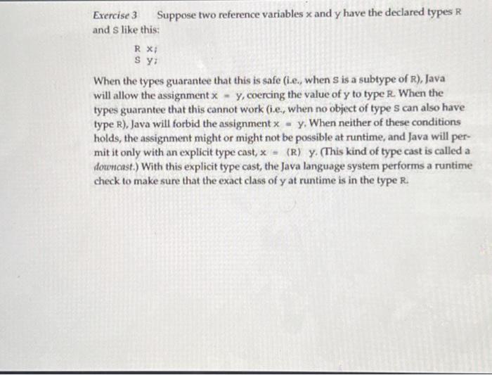 Solved Exercise 3 Suppose two reference variables x and y | Chegg.com