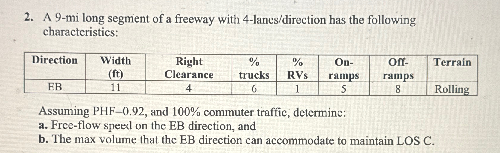 Solved A 9-mi long segment of a freeway with | Chegg.com