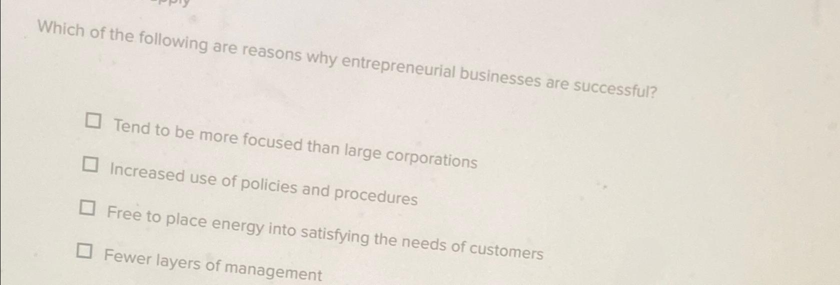 Solved Which of the following are reasons why | Chegg.com