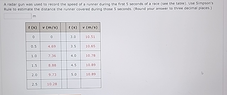 Solved A radar gun was used to record the speed of a runner | Chegg.com