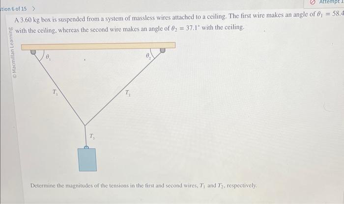 Solved A 3.60 kg box is suspended from a system of massless | Chegg.com