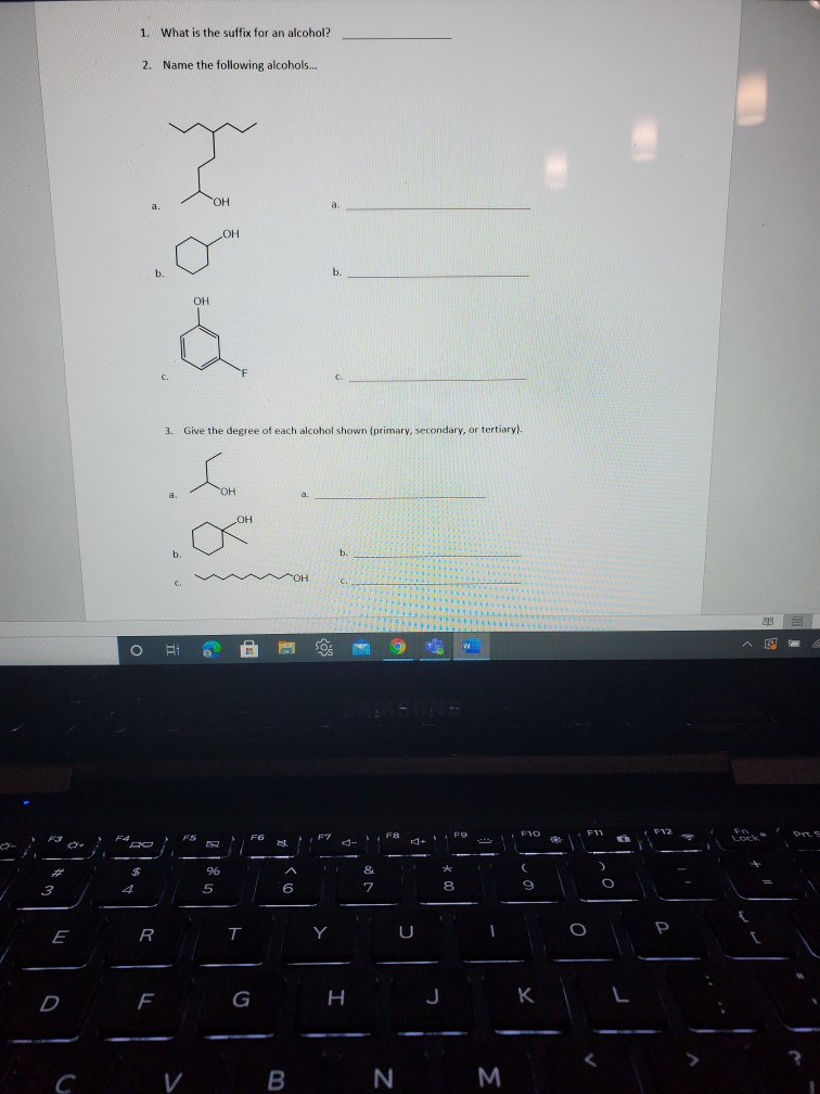 Solved 1. What is the suffix for an alcohol? 2. Name the | Chegg.com