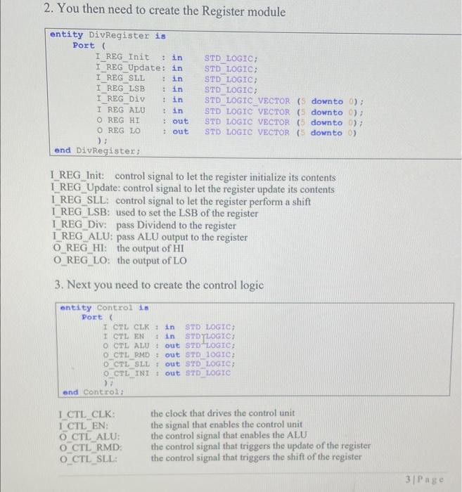 Solved Division Algorithm The Division Algorithm Based On