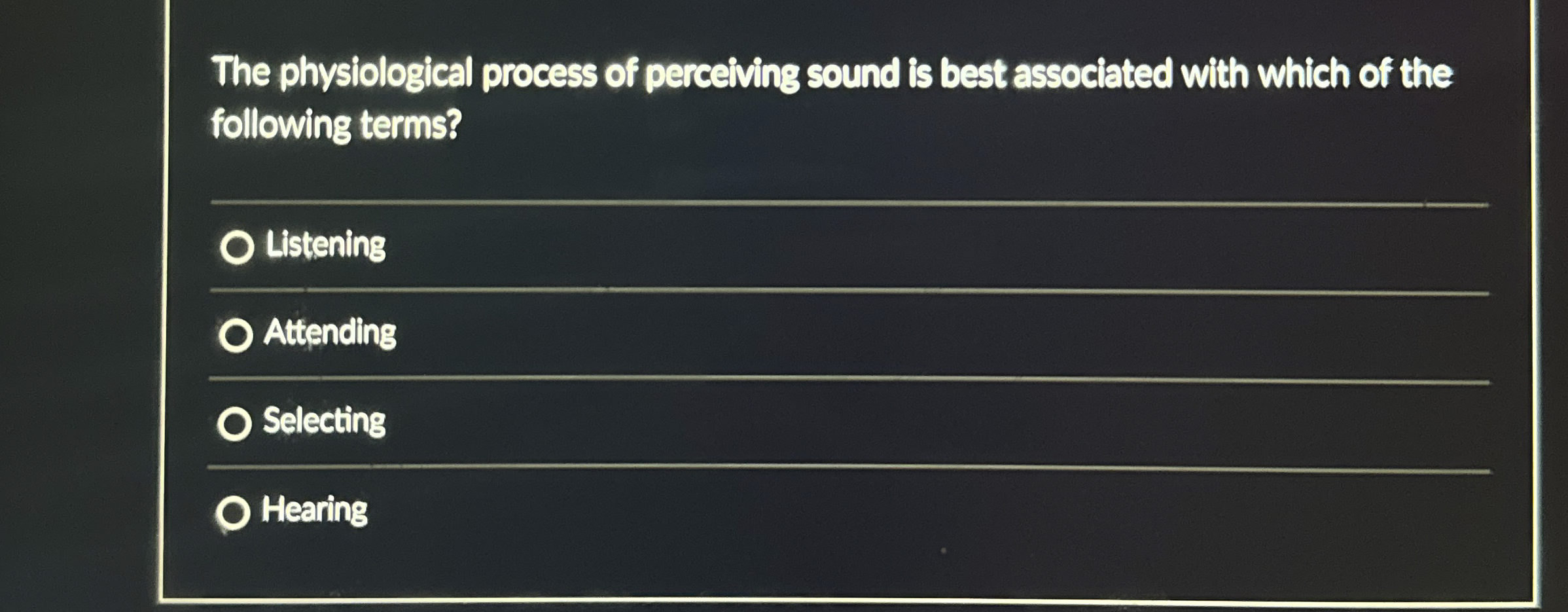 Solved The physiological process of perceiving sound is best | Chegg.com