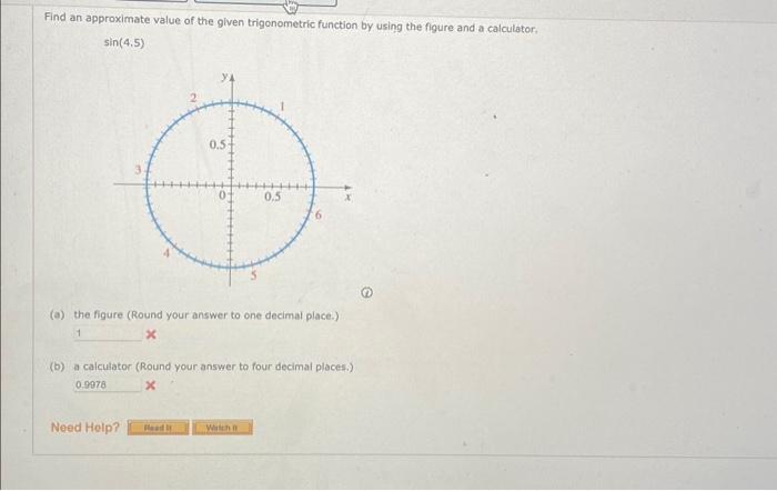 Solved Find an approximate value of the given trigonometric | Chegg.com