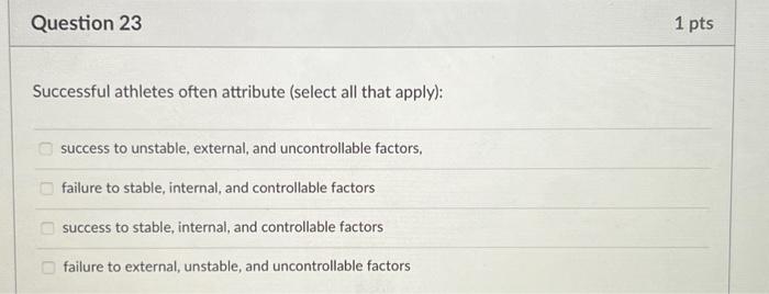Solved Successful athletes often attribute (select all that | Chegg.com
