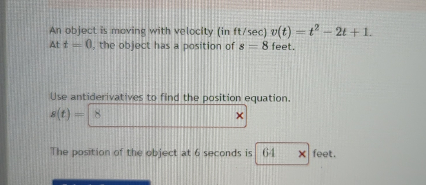 Solved An Object Is Moving With Velocity In