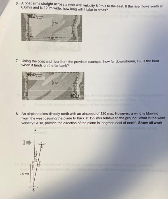 Solved 6 A Boat Aims Straight Across A River With Velocity