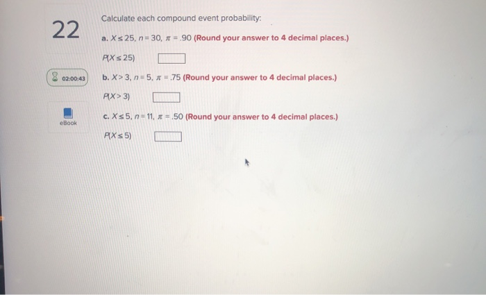 Solved 22 Calculate each compound event probability: a. X s | Chegg.com