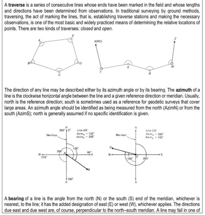A traverse is a series of consecutive lines whose | Chegg.com