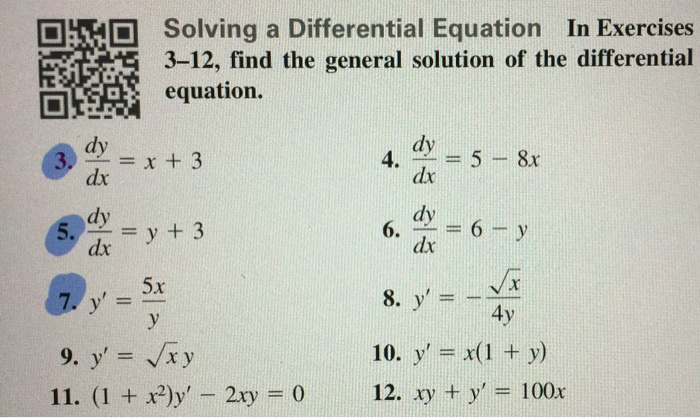 Solved Solving a Differential Equation In Exercises 3–12, | Chegg.com
