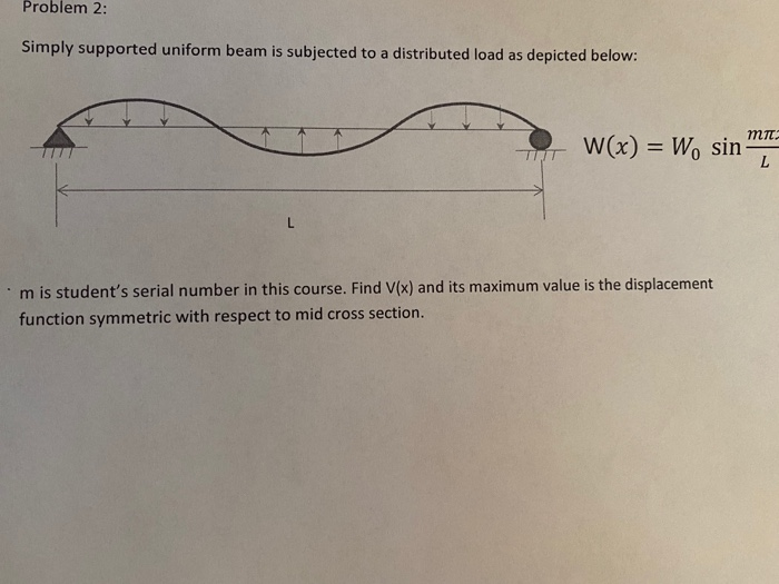 Solved Problem 2: Simply supported uniform beam is subjected | Chegg.com