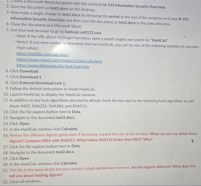 Solved document with the contents IA 103 Information | Chegg.com