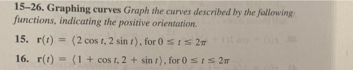Solved 15-26. Graphing curves Graph the curves described by | Chegg.com