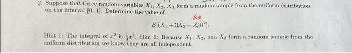 Solved Suppose That Three Random Variables X1 X2 X3 Form A