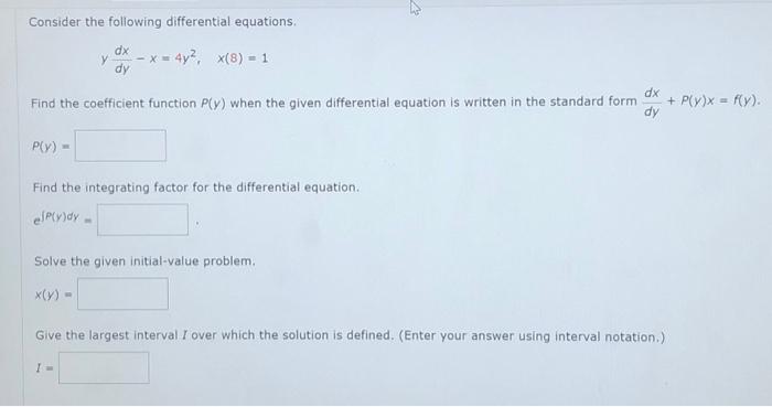 Solved Consider the following differential equations. | Chegg.com