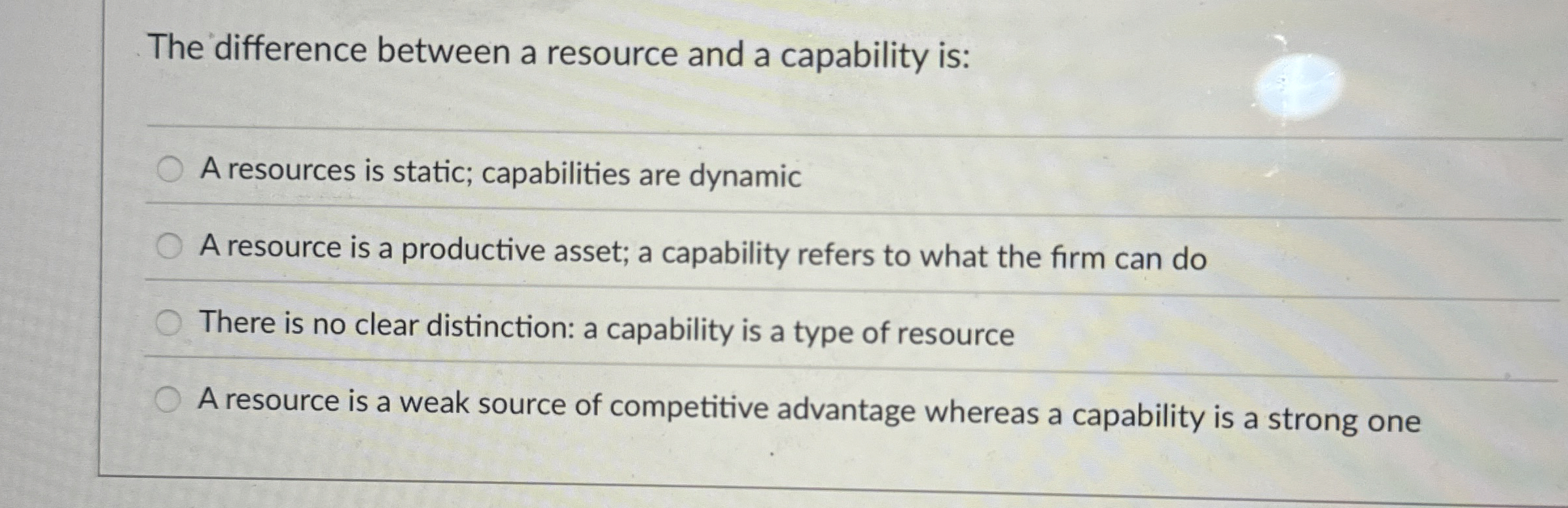 Solved The difference between a resource and a capability | Chegg.com