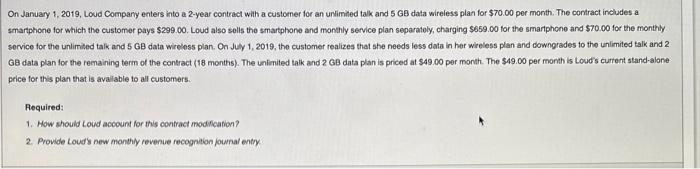 Solved On January 1, 2019, Loud Company enters into a 2-year | Chegg.com