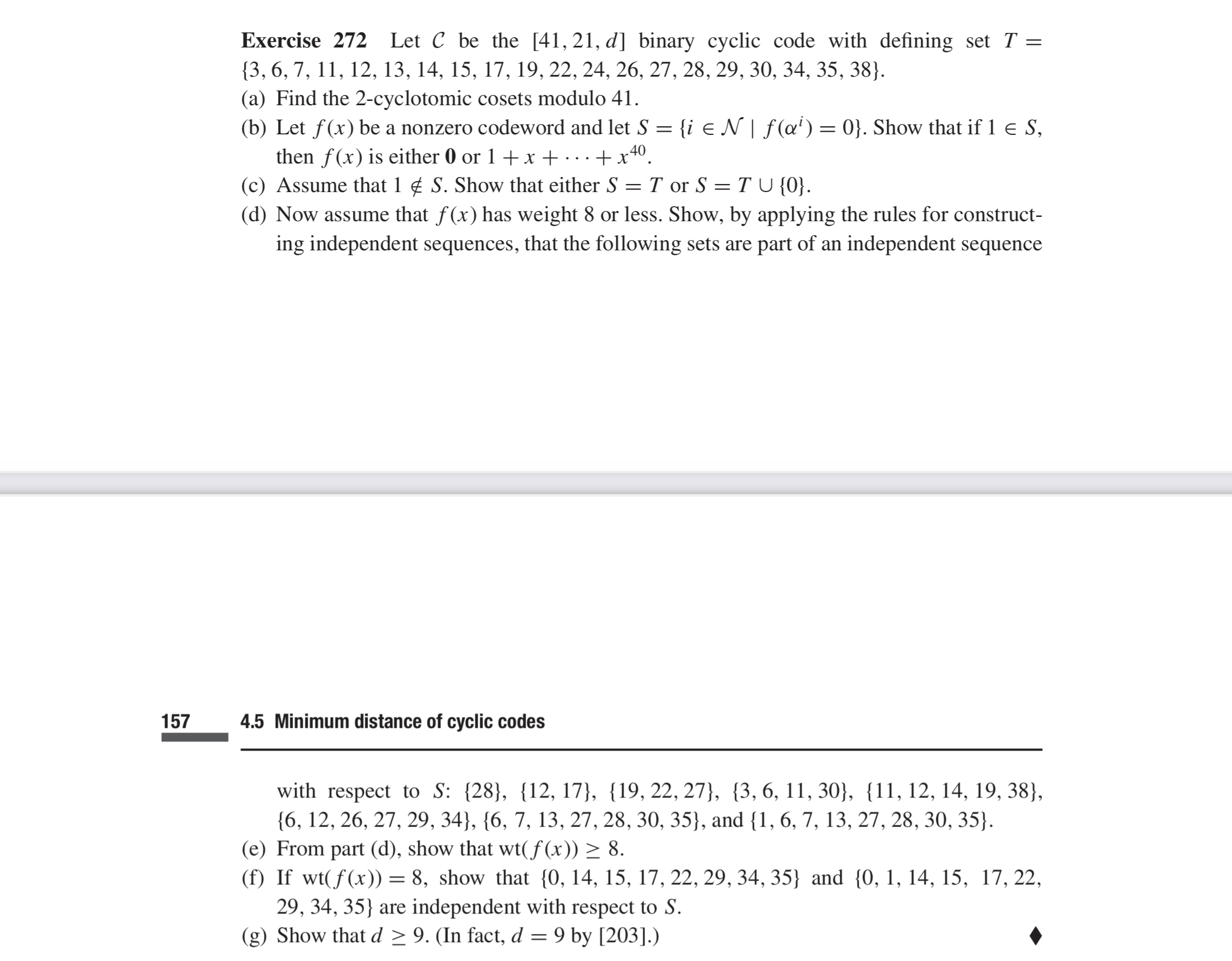 Solved Exercise 272 ﻿Let C ﻿be the 41,21,d ﻿binary cyclic | Chegg.com
