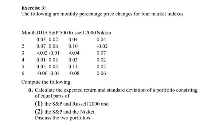 Solved Portfolio Managementa. Calculate the expected return | Chegg.com