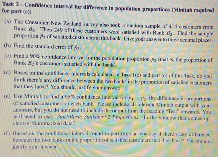 Solved Task 2 - Confidence interval for difference in | Chegg.com