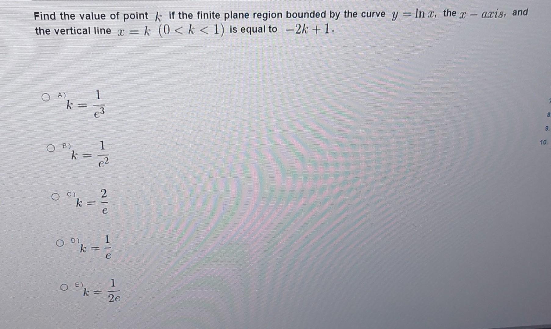 Solved Find the value of point k if the finite plane region | Chegg.com
