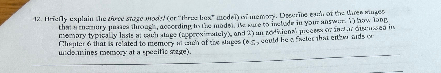 Solved Briefly explain the three stage model (or "three box" | Chegg.com