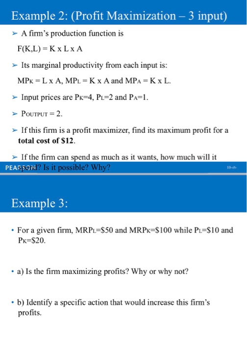 Solved Example 2: (Profit Maximization - 3 input) A firm's | Chegg.com