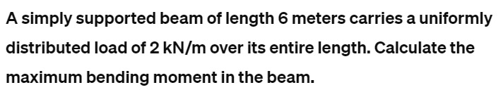 Solved A simply supported beam of length 6 ﻿meters carries a | Chegg.com