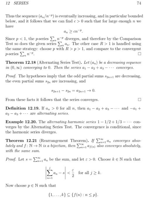 Solved Real Analysis(Series): Prove the following problem | Chegg.com