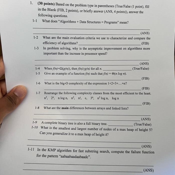 Solved 1. ( 30 points) Based on the problem type in | Chegg.com