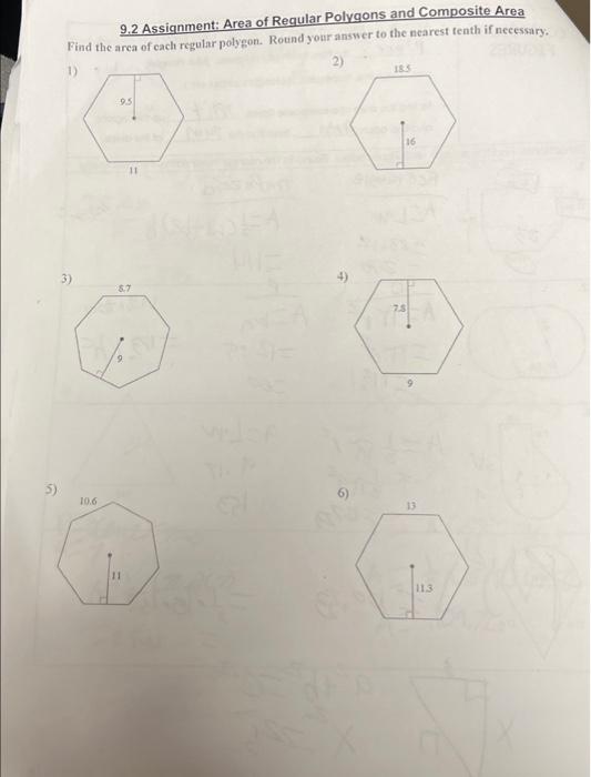 Solved 5) 9.2 Assignment: Area of Regular Polygons and | Chegg.com
